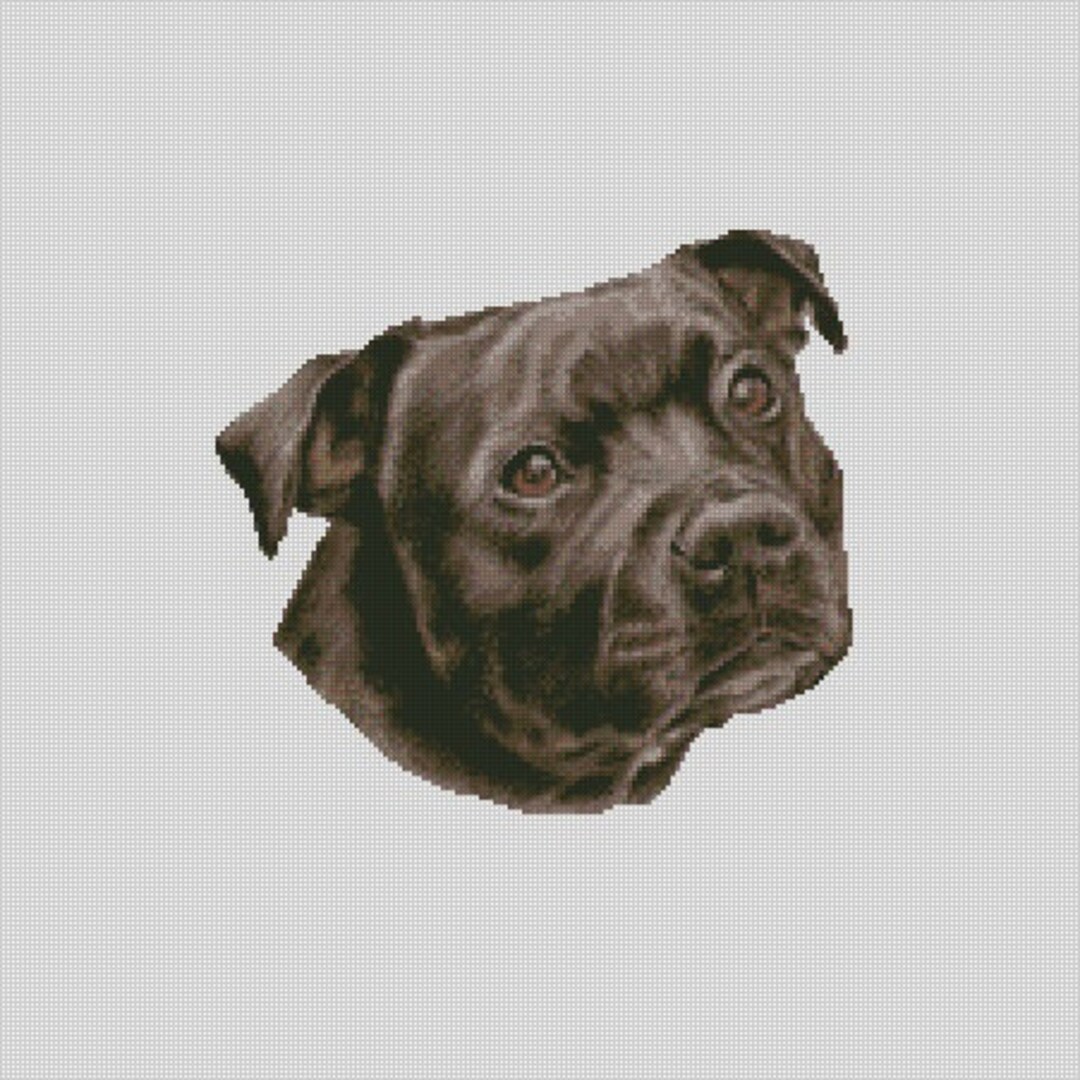 Staffordshire Bull Terrier Dog Shadow Counted Cross Stitch Chart or ...