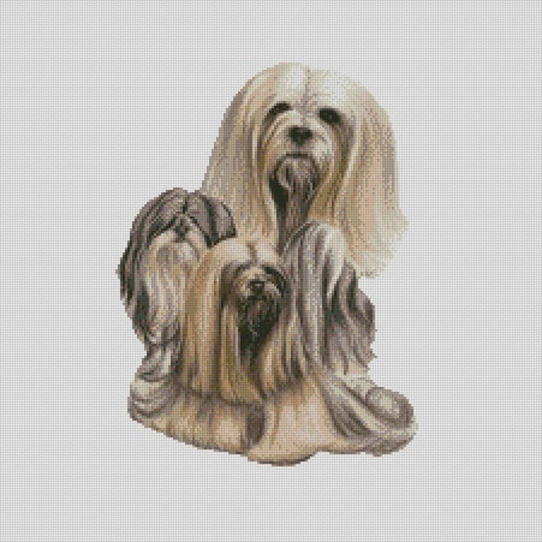 Instant Download PDF Cross Stitch Chart Lhasa Apso Dog Pattern Keeper ...