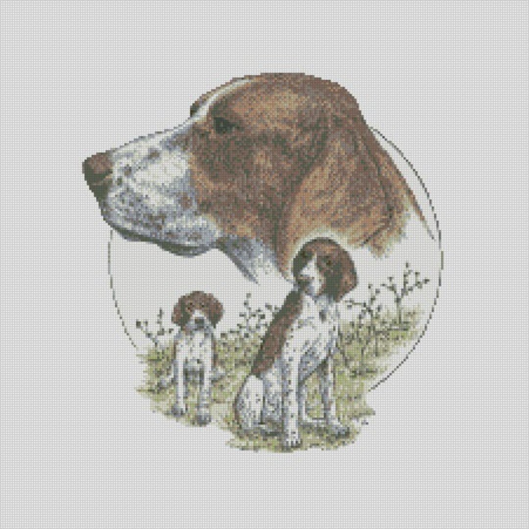 German Shorthaired Pointer Dog Trio Counted Cross Stitch Chart or ...