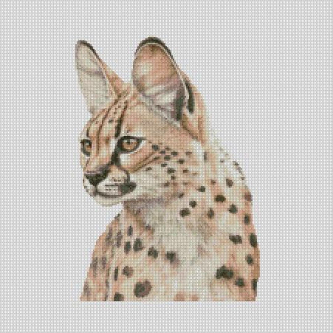 Big Cat Serval 1 Cross Stitch Chart Instant Download PDF Pattern Keeper ...
