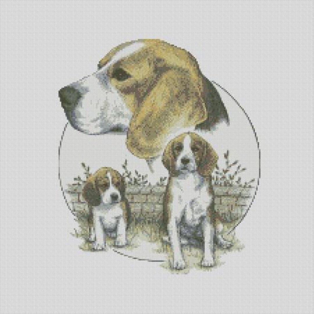 Beagle Dog Trio Cross Stitch Chart Instant Download PDF Pattern Keeper ...