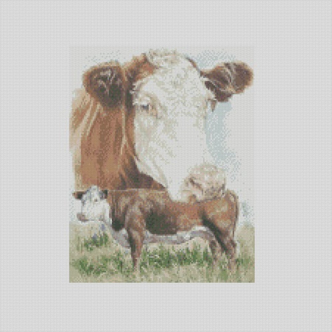Counted Cross Stitch Chart or Complete Kit Cow Hereford Cattle - Etsy