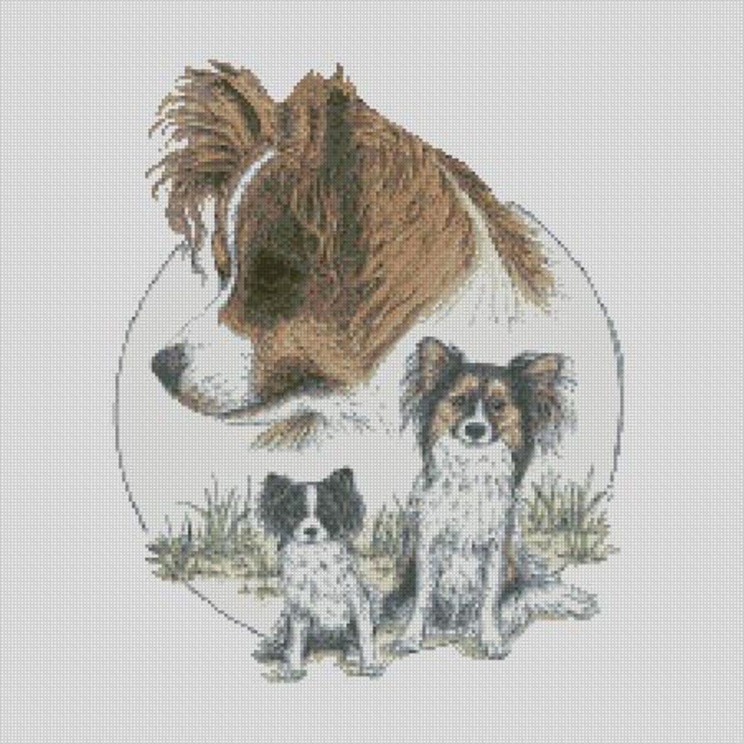 Papillon Dog Trio Counted Cross Stitch Chart or Complete Kit - Etsy