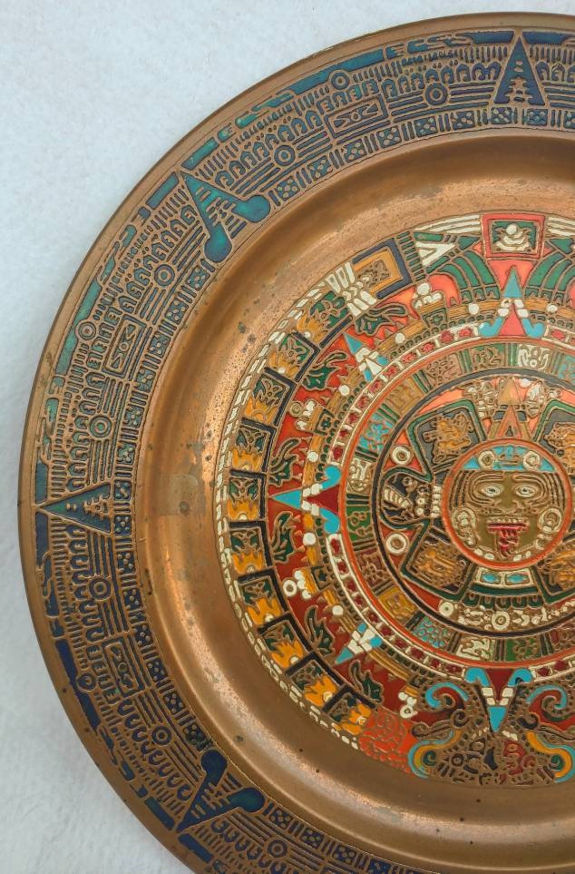 Old Vintage Copper Tray Mayan Calander Mexico | Etsy