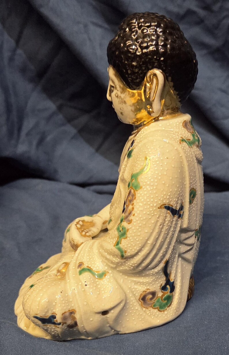 Antique Old Vintage Japanese Satsuma Porcelain Buddha Figure Statue ...