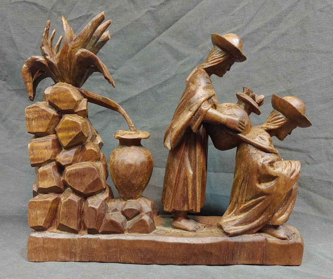 Old Vintage Hand Carved Wooden Peruvian Figure Sculpture Wood Carving ...
