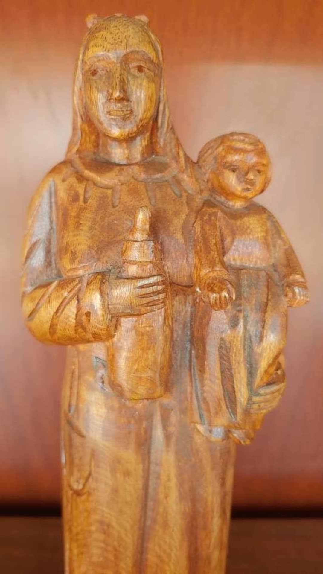 Vintage Hand Carved Wooden Mother and Child Figure Figurine Wood ...