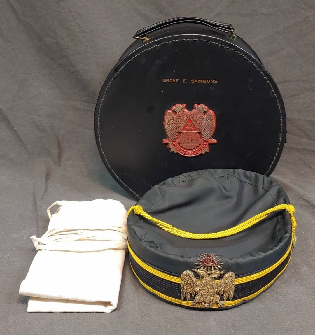 Old Vintage Scottish Rite 32 Degree Mason Masonic Cap and Apron ...