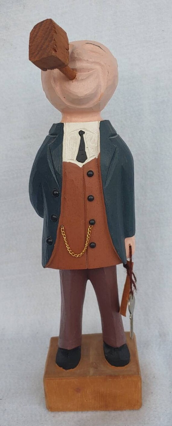 Old Vintage Hand Carved Wooden Figure Pipe Smoking Man Realtor | Etsy