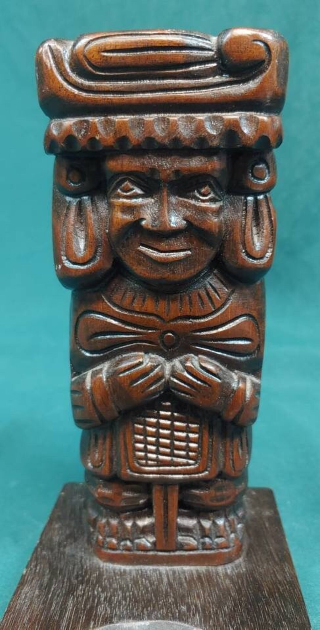 Vintage Hand Carved Honduran Mayan Wooden Figure Wood Carving Honduras ...