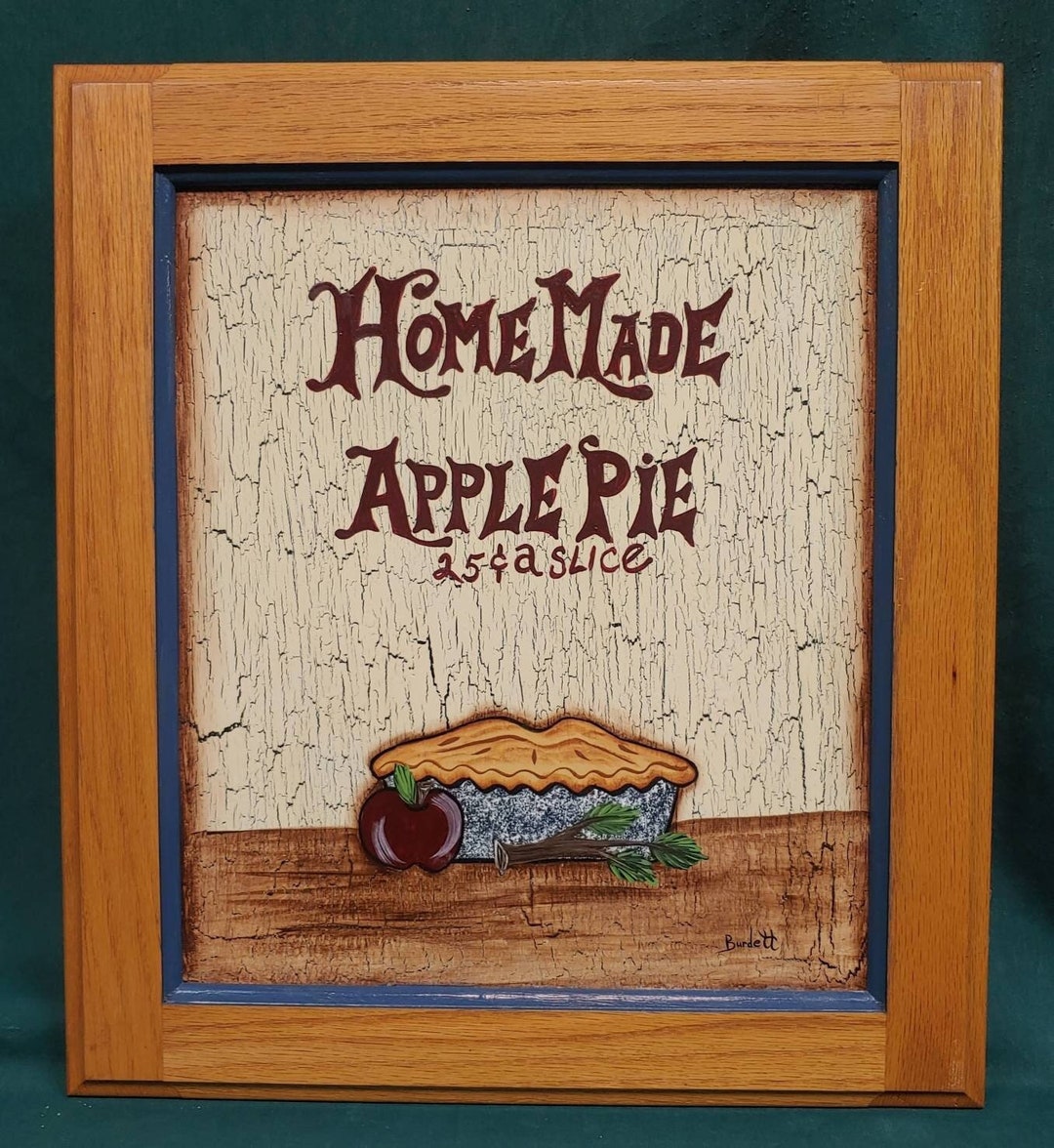 Hand Painted Artist Signed Wood Panel Cabinet Door Country Kitchen ...