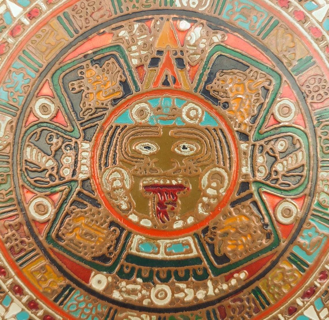 Old Vintage Copper Tray Mayan Calander Mexico | Etsy