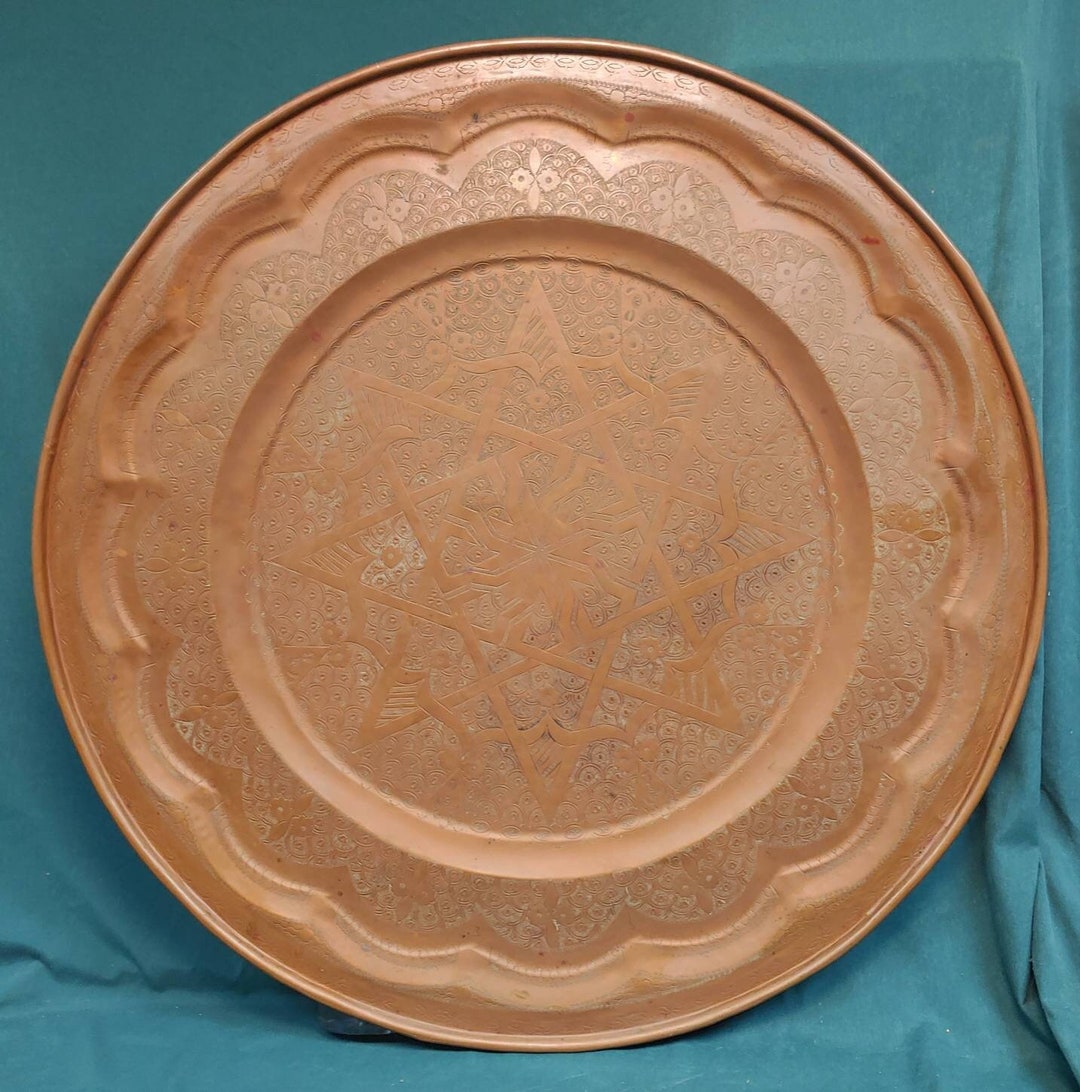 Old Vintage Handmade Hand Tooled Embossed Middle Eastern Copper ...