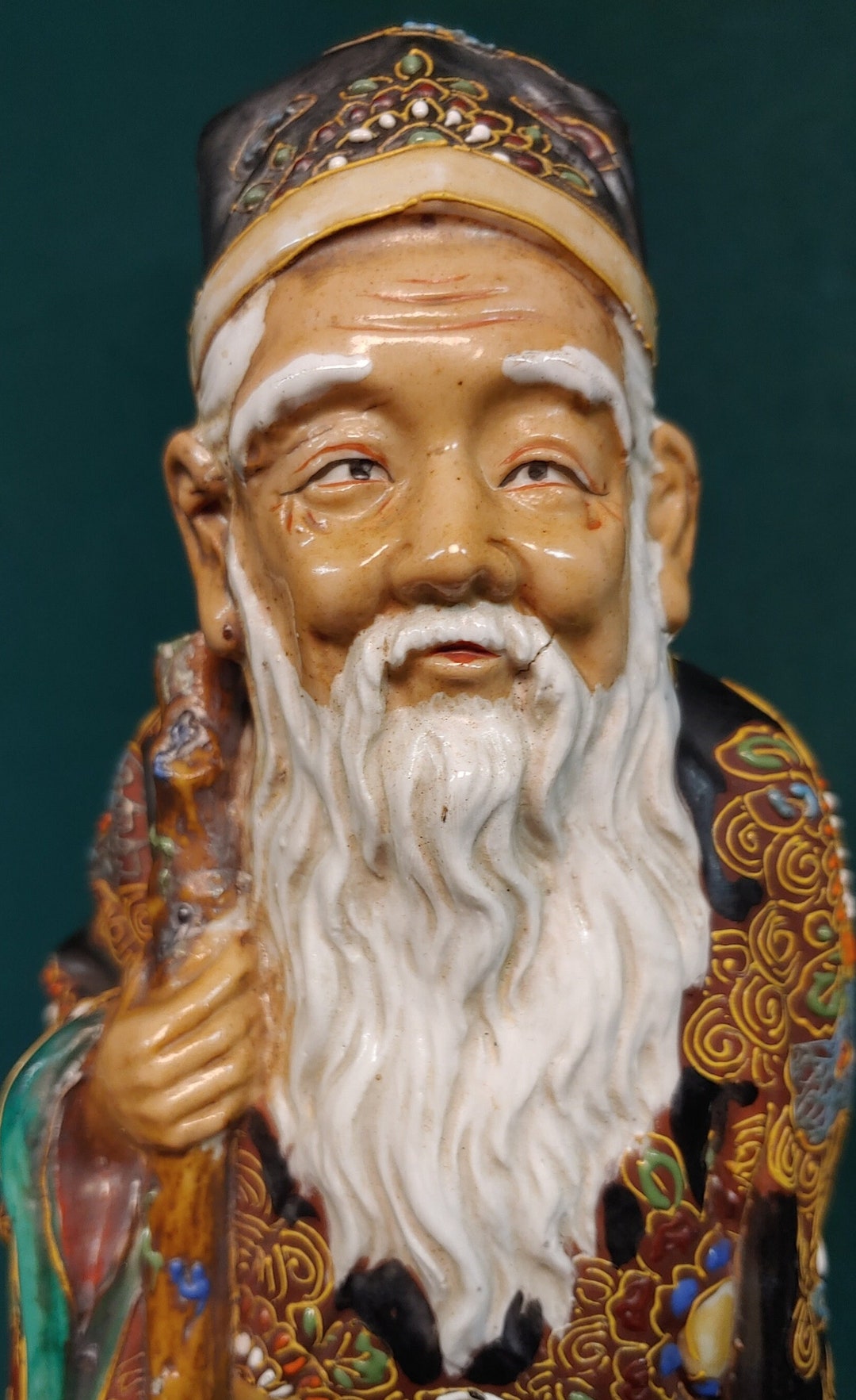 Vintage Pottery Asian Japanese Jurojin Figure Statue - Etsy