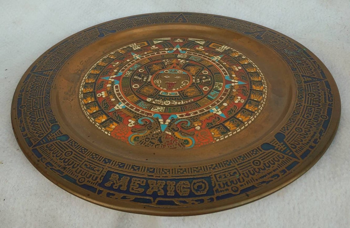 Old Vintage Copper Tray Mayan Calander Mexico - Etsy