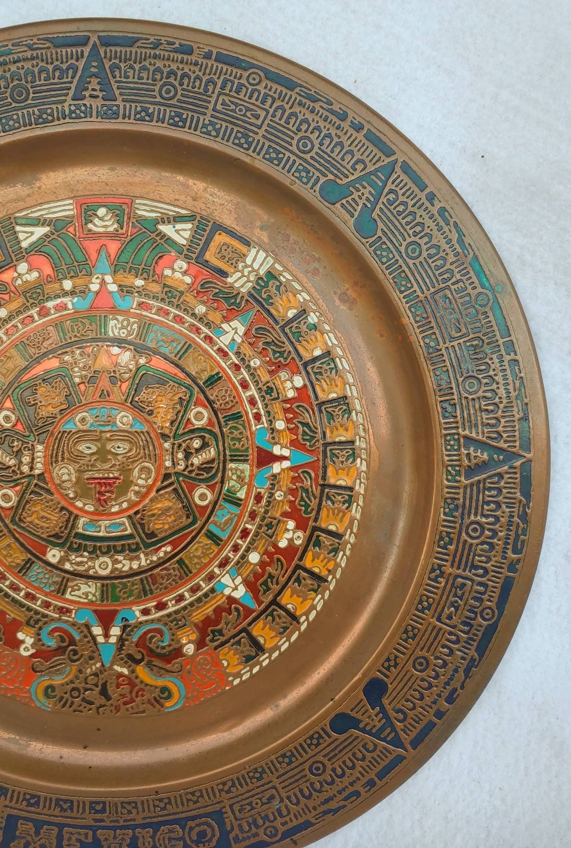 Old Vintage Copper Tray Mayan Calander Mexico - Etsy