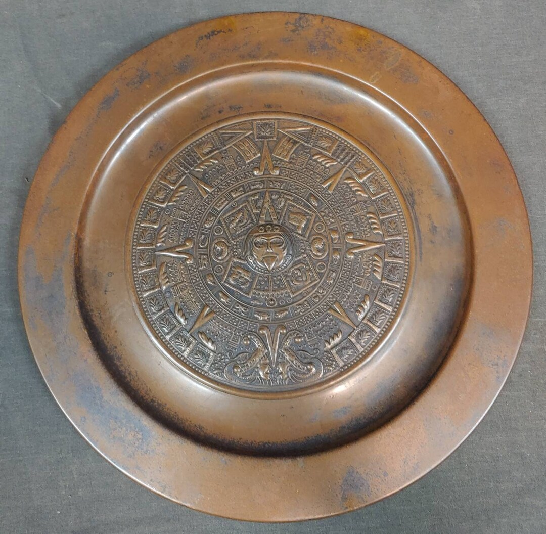 Old Vintage Copper Tray Mayan Calander Mexico - Etsy