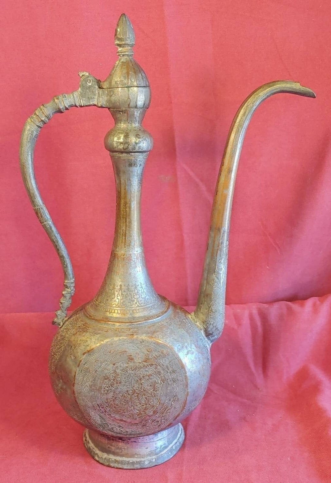 Antique Old Vintage Handmade Hand Tooled Copper Middle Eastern Persian ...