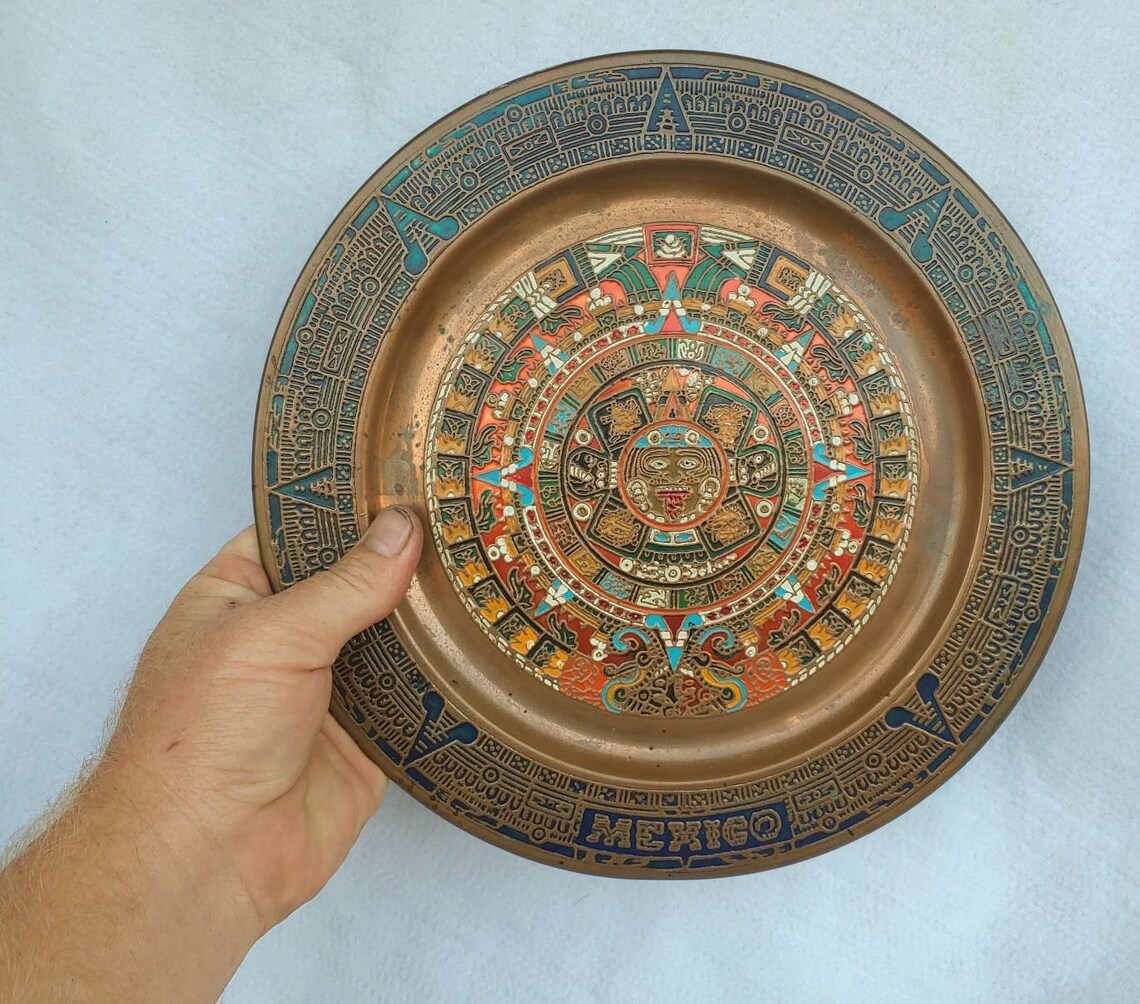 Old Vintage Copper Tray Mayan Calander Mexico - Etsy