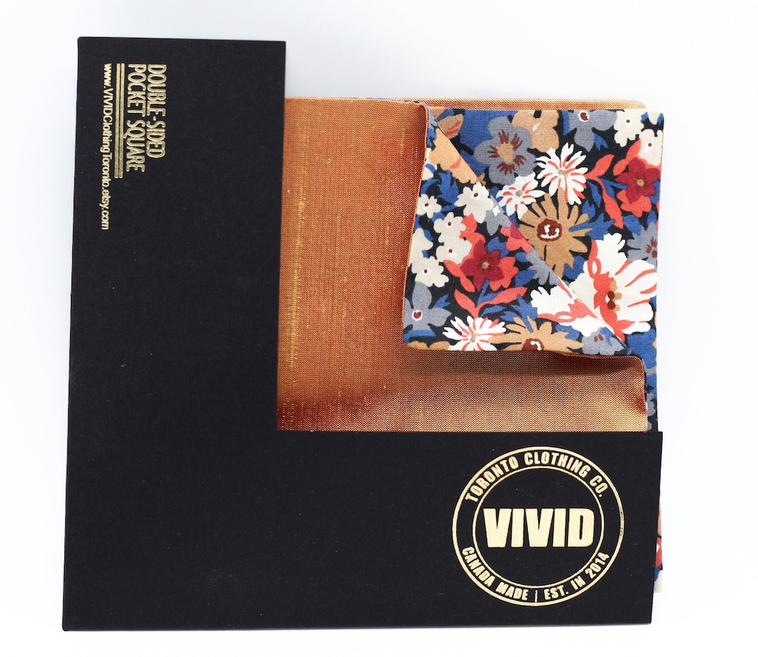 Reversible Copper Raw Silk Pocket Square: Lined With Liberty London ...