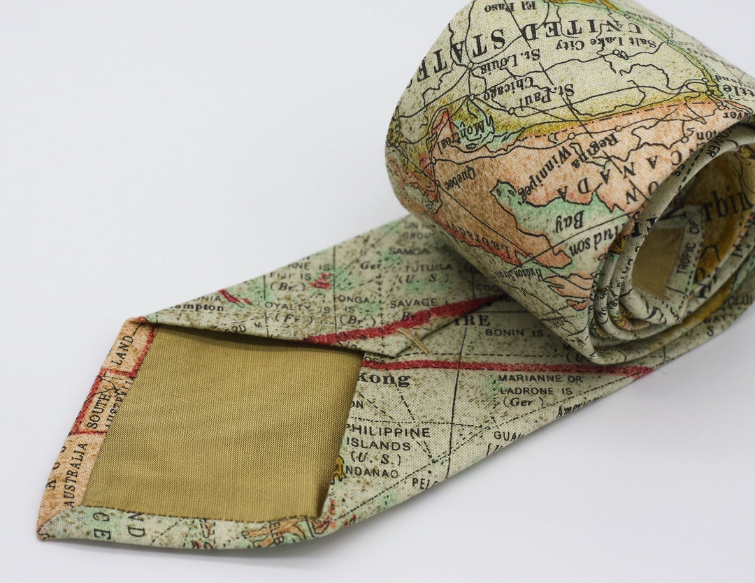 World Map Neck Tie, Traveler's Gift, Japanese Cotton - Etsy