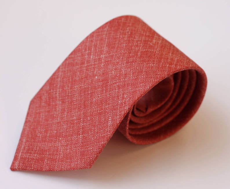 Muted Red Neck Tie Coral Tie Dusty Red Tie Textured - Etsy