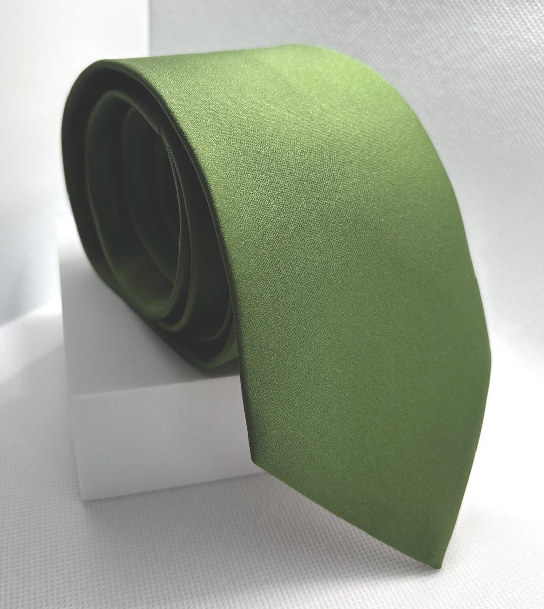 Olive Green Italian Satin Tie: Floral Liberty Lining, Handmade - Etsy