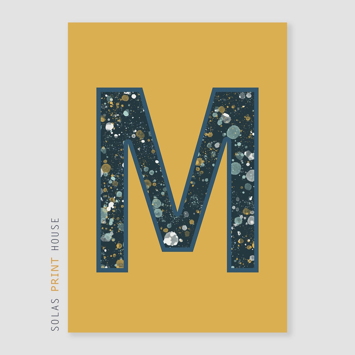 Buy Printable Letter M Print Blue and Yellow Wall Art Print Online in ...