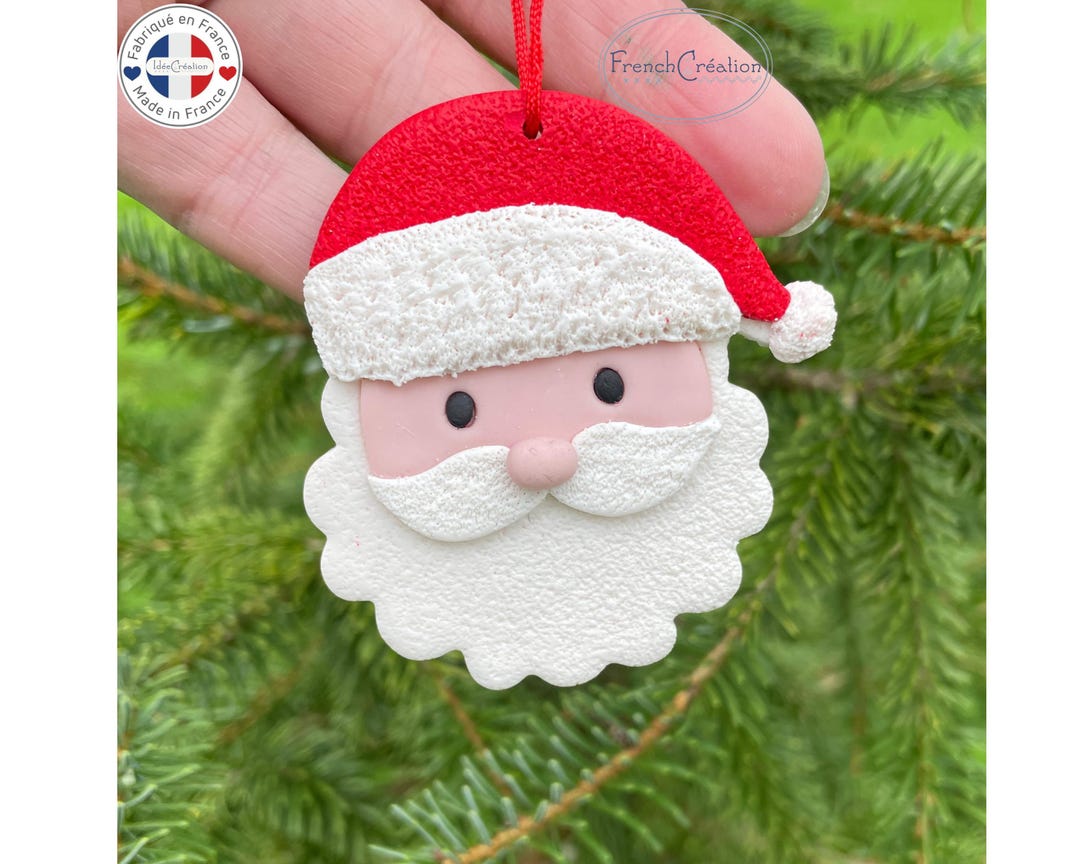 Polymer Clay Hanging Santa Claus Head, Tree Decoration, - Etsy