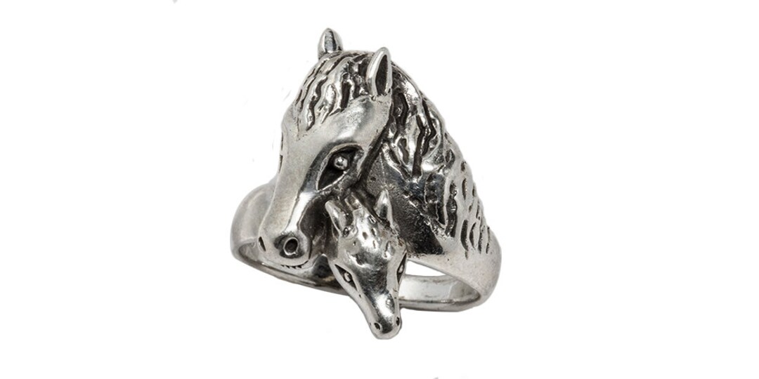 Sterling Silver Women's Horse Head Ring with BabyR828 - Etsy Italia