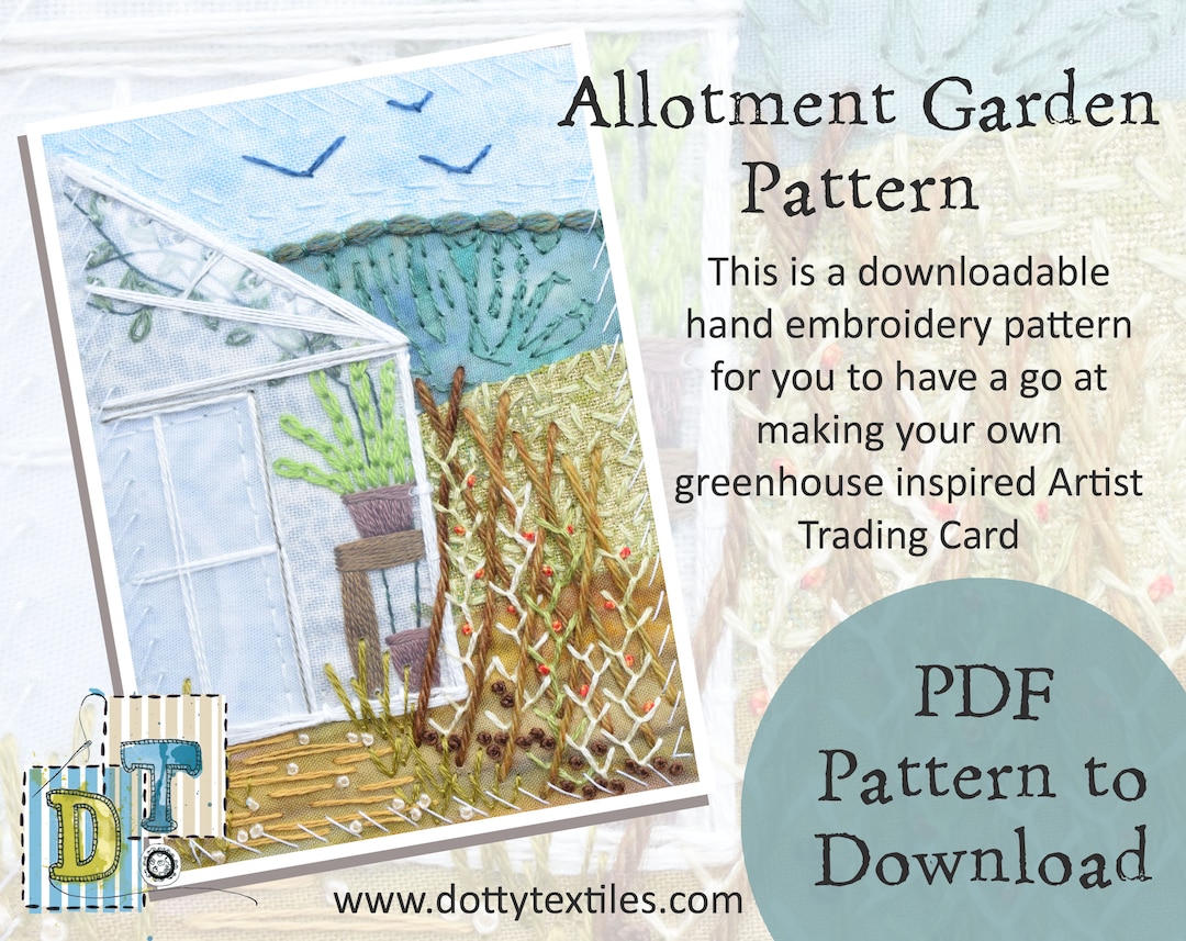 Downloadable PDF Allotment Garden ATC Pattern- Hand Embroidery- Digital ...