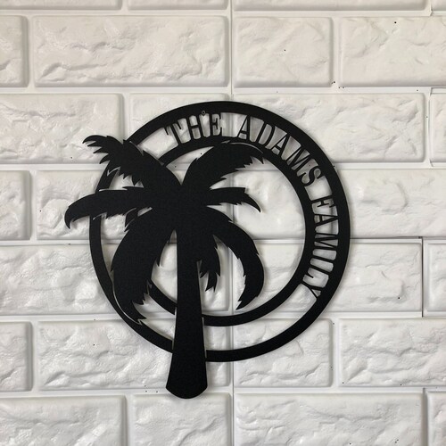 Beach Palm Tree Sign personalized Metal Sign Coastal Wall - Etsy