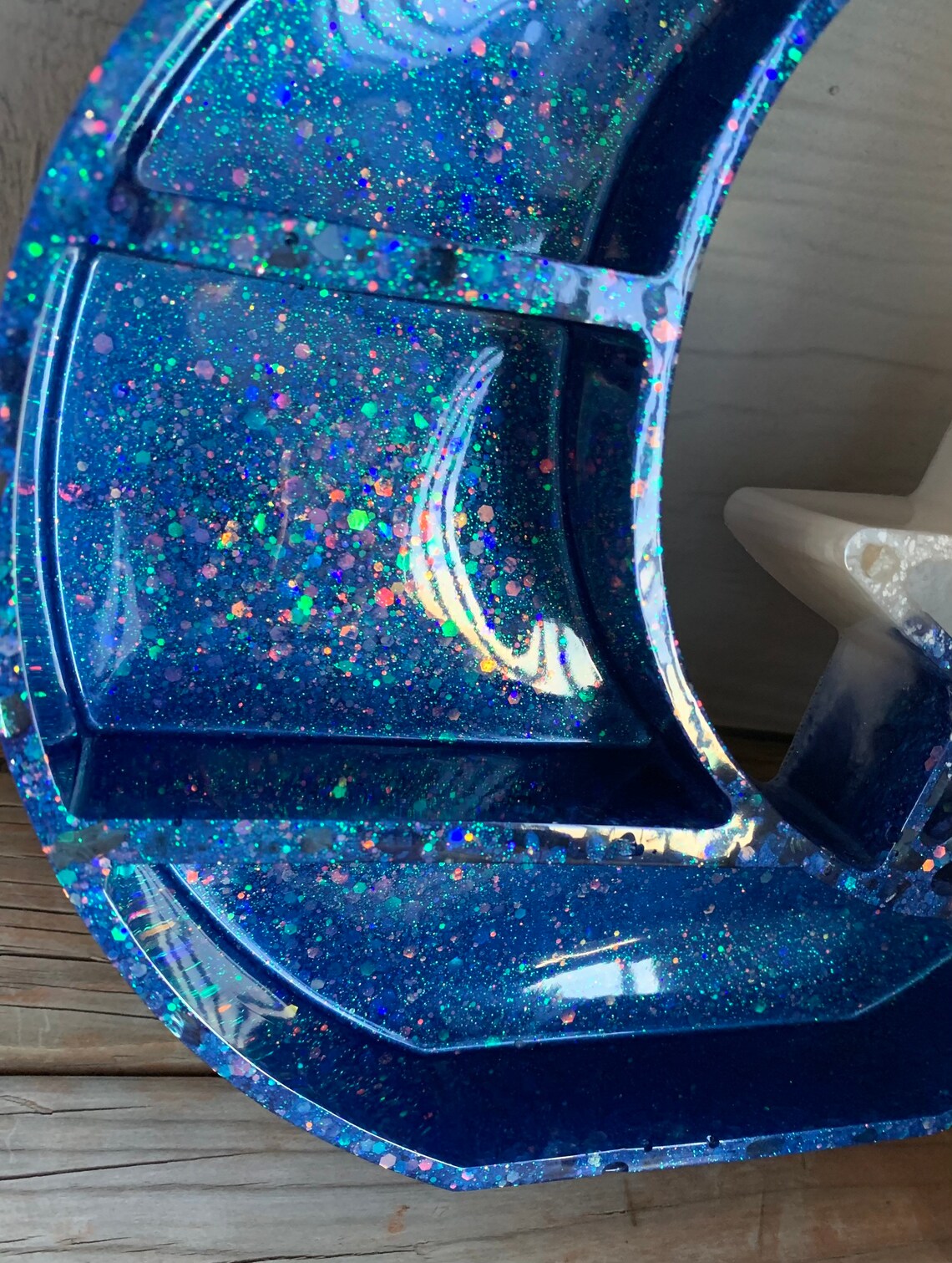 Deep Blue Sparkle Crescent Moon & Star Shelf Collectable | Etsy