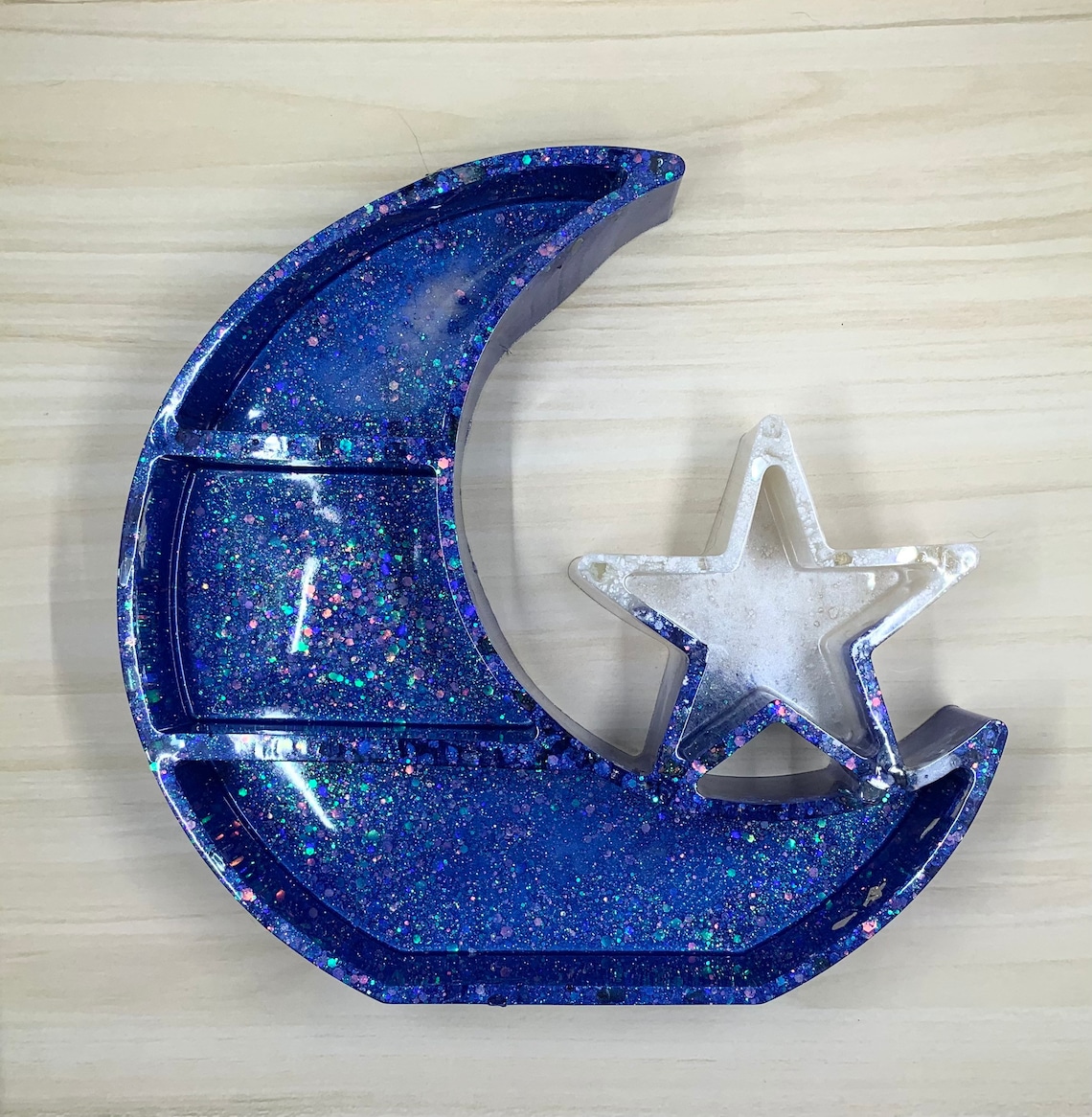 Deep Blue Sparkle Crescent Moon & Star Shelf Collectable | Etsy