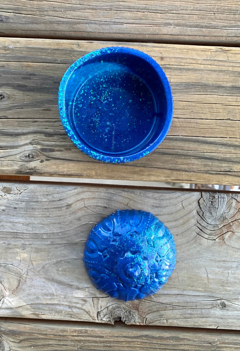 Royal Blue & Sky Blue Textured Resin Medium Storage Container ...