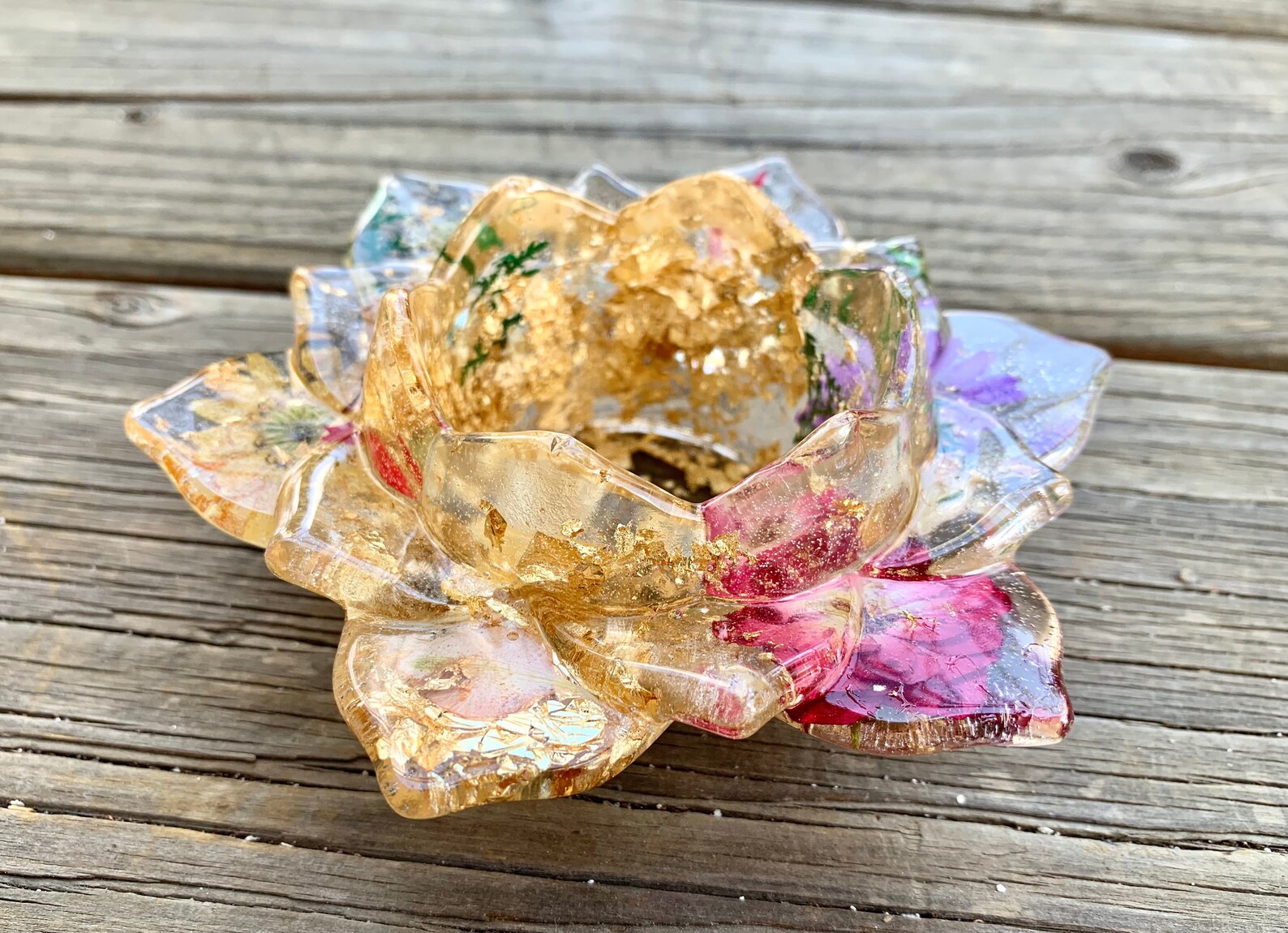 Lotus Flower Resin Floral Electric Candle Holder Decorative | Etsy