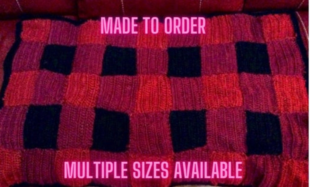 Red Buffalo Check Crocheted Afghan | Choose Your Size Lapghan, Bed ...