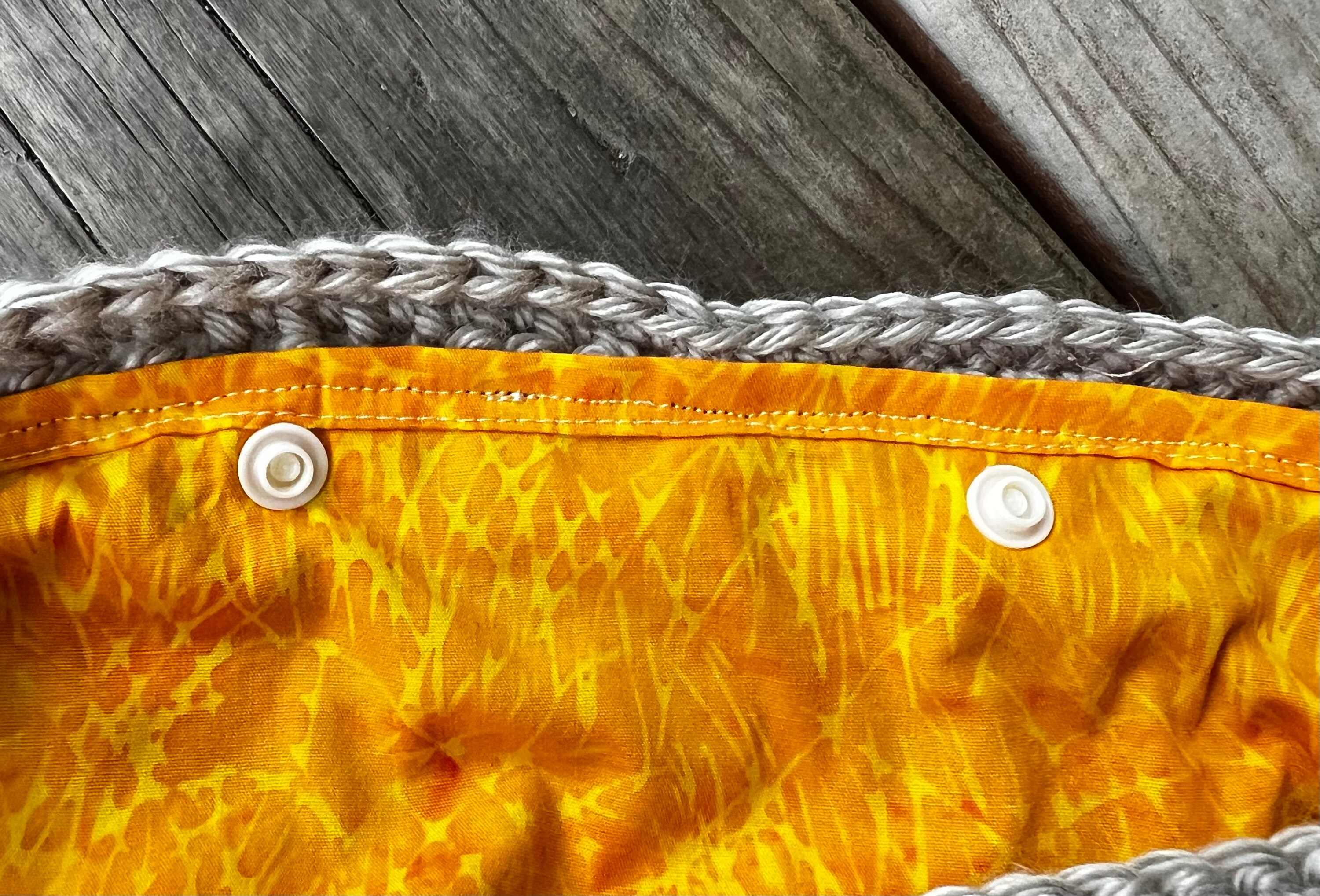 Cream, Gold, Rust and Brown Lined Sunflower Pouch With Snaps | Crochet or Knit Notion Bag ...