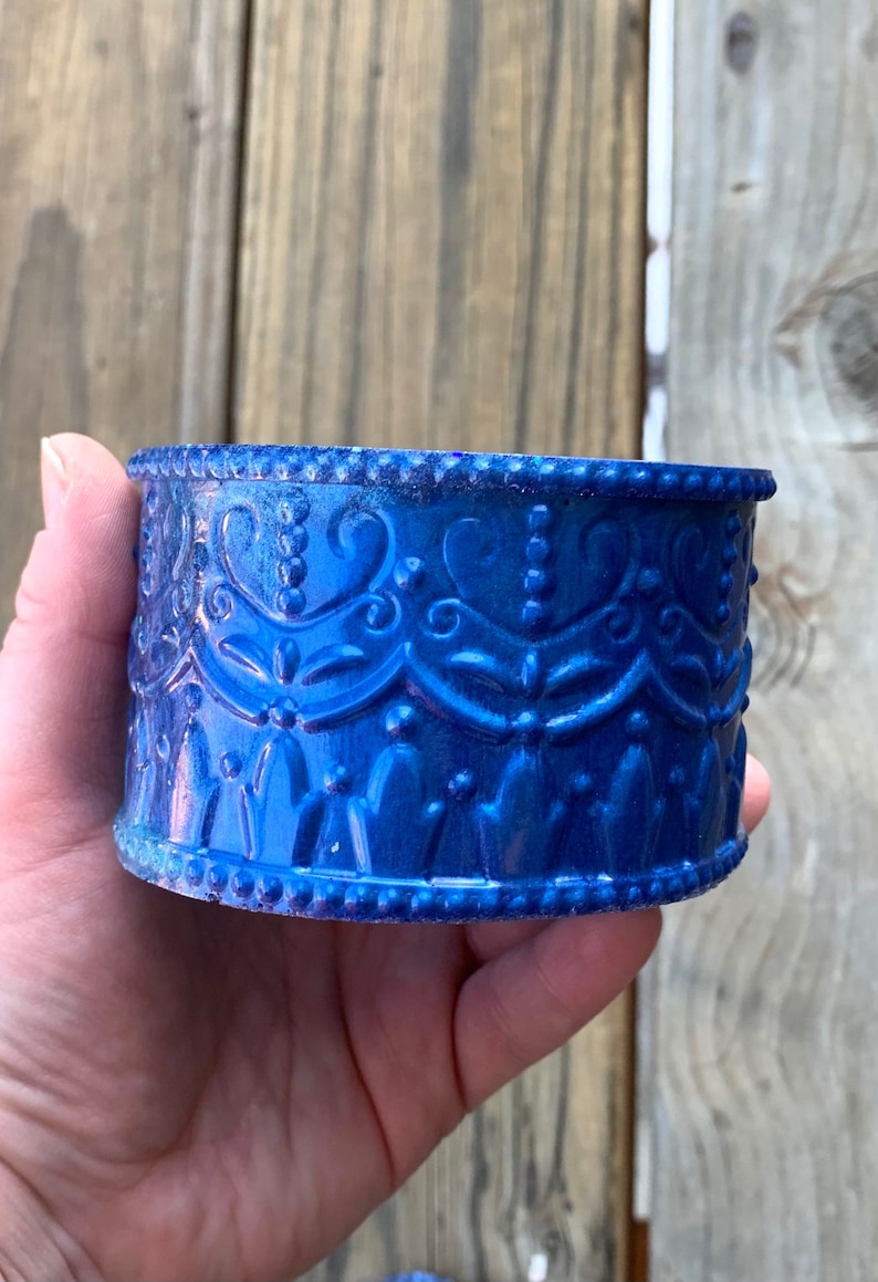 Royal Blue & Sky Blue Textured Resin Medium Storage Container ...