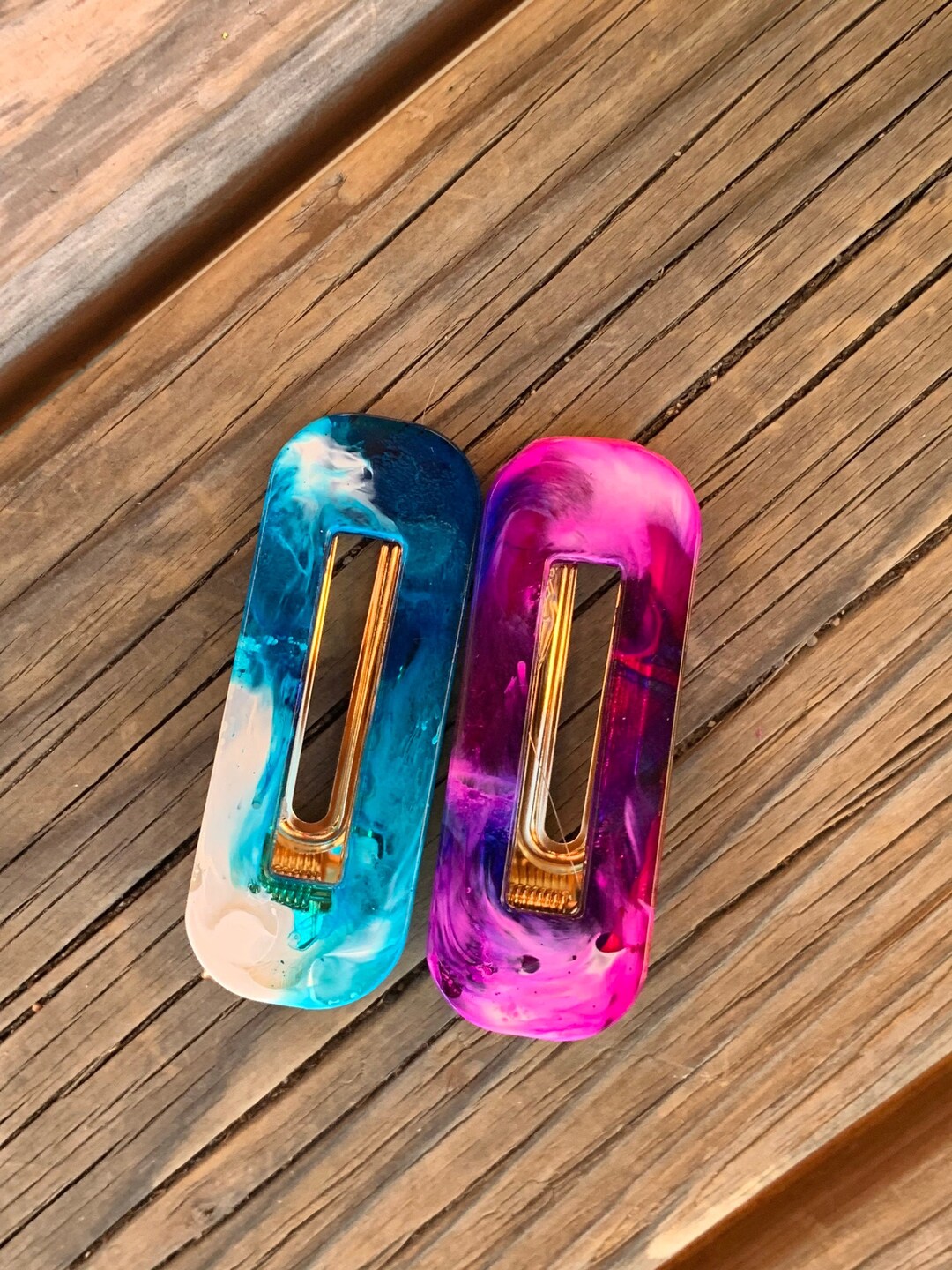 Ocean & Sky Swirl Theme Resin Non-slip Hair Clip Set Hair Accessory for ...