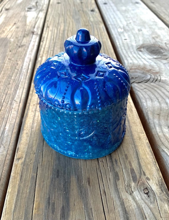 Royal Blue & Sky Blue Textured Resin Medium Storage Container | Etsy