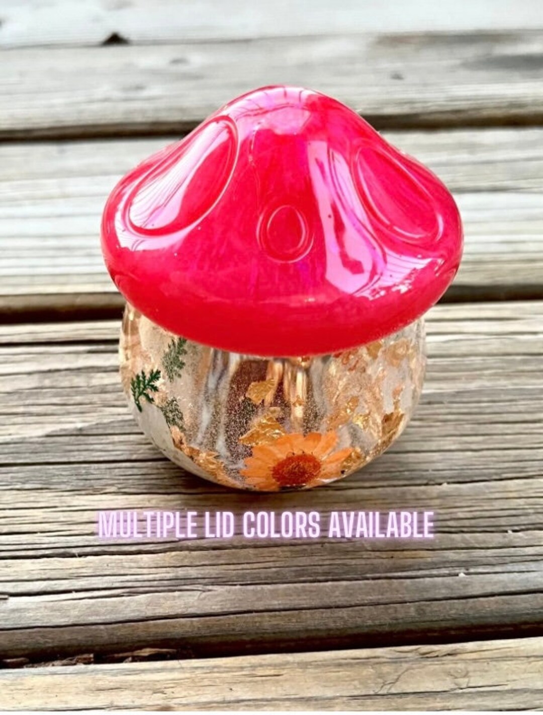 Flower & Foil Mushroom Jar With Choice of Lid Color | Pink Gift for Her ...