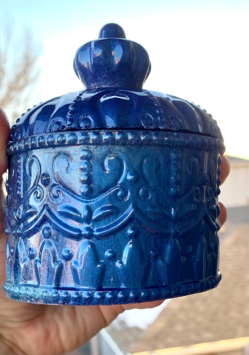 Royal Blue & Sky Blue Textured Resin Medium Storage Container ...