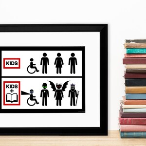 Kids on Books Sign Style Fine Art Print. Multiple Sizes and Styles for ...