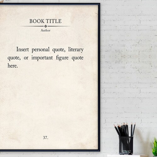 Custom Quote Vintage Book Page Style Print. Fine Art Paper - Etsy