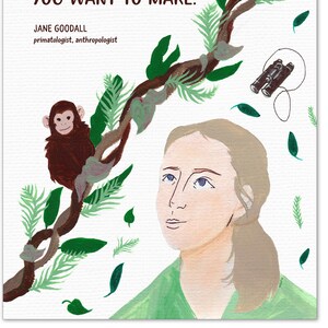 Jane Goodall Women in Science STEM/STEAM Art Print. Matte Paper ...