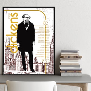 Charles Dickens Important Authors Literary Art Print. Educational ...