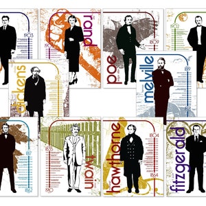 Important Authors Literary Timeline Poster Set. Discount Classroom ...