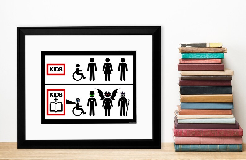 Kids on Books Sign Style Fine Art Print. Multiple Sizes and | Etsy