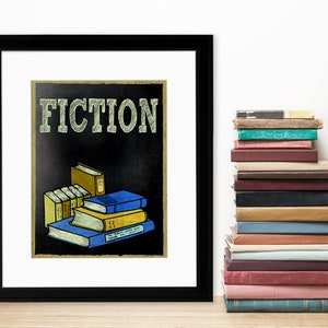 Fiction Books Customizable Library Print. Choose Fine Art Paper ...